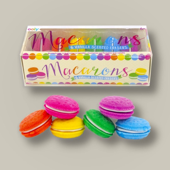 international arrivals | Office | 42 Macaron Erasers Set Of 6 Macaroon ...